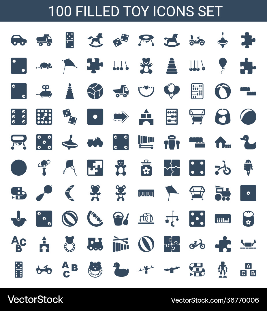 100 toy icons Royalty Free Vector Image - VectorStock