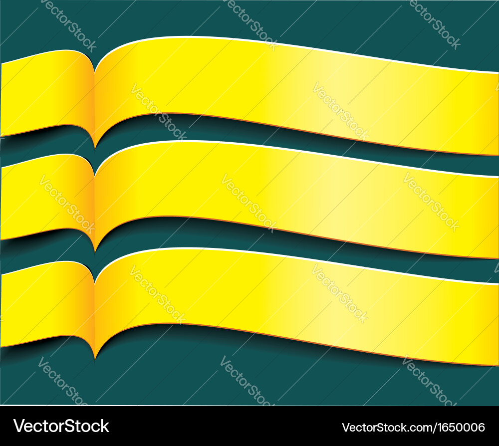 Bright yellow banners or ribbons set Royalty Free Vector