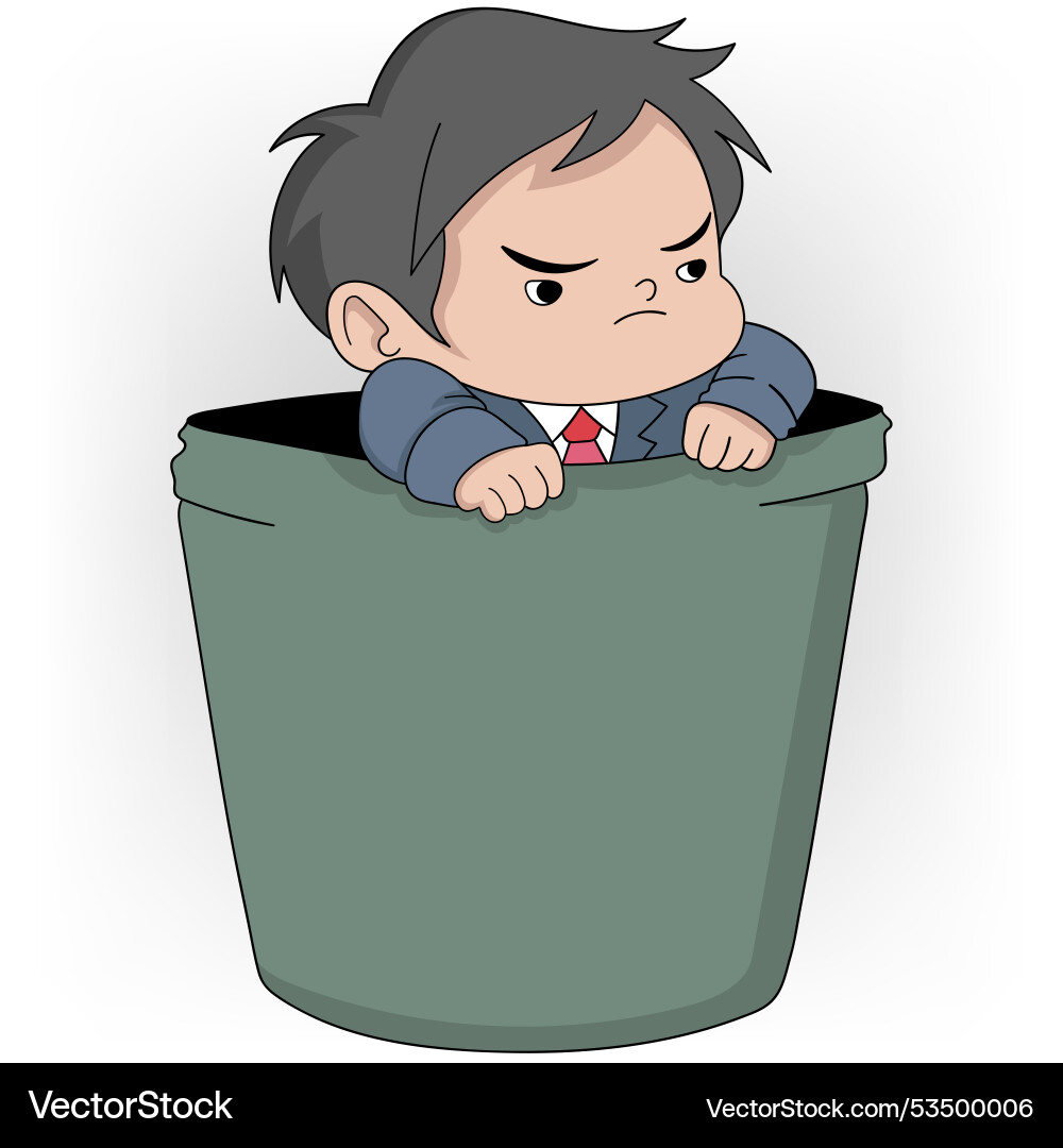 Business worker is going into the trash can Vector Image