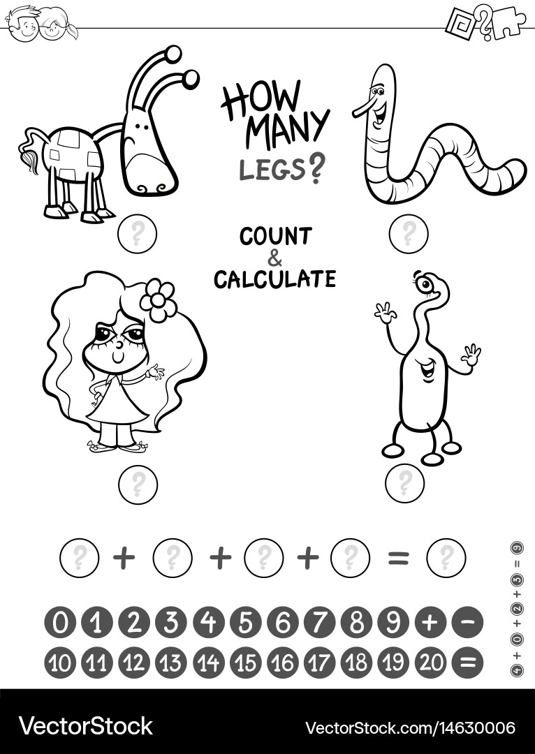 Calculating game coloring page Royalty Free Vector Image