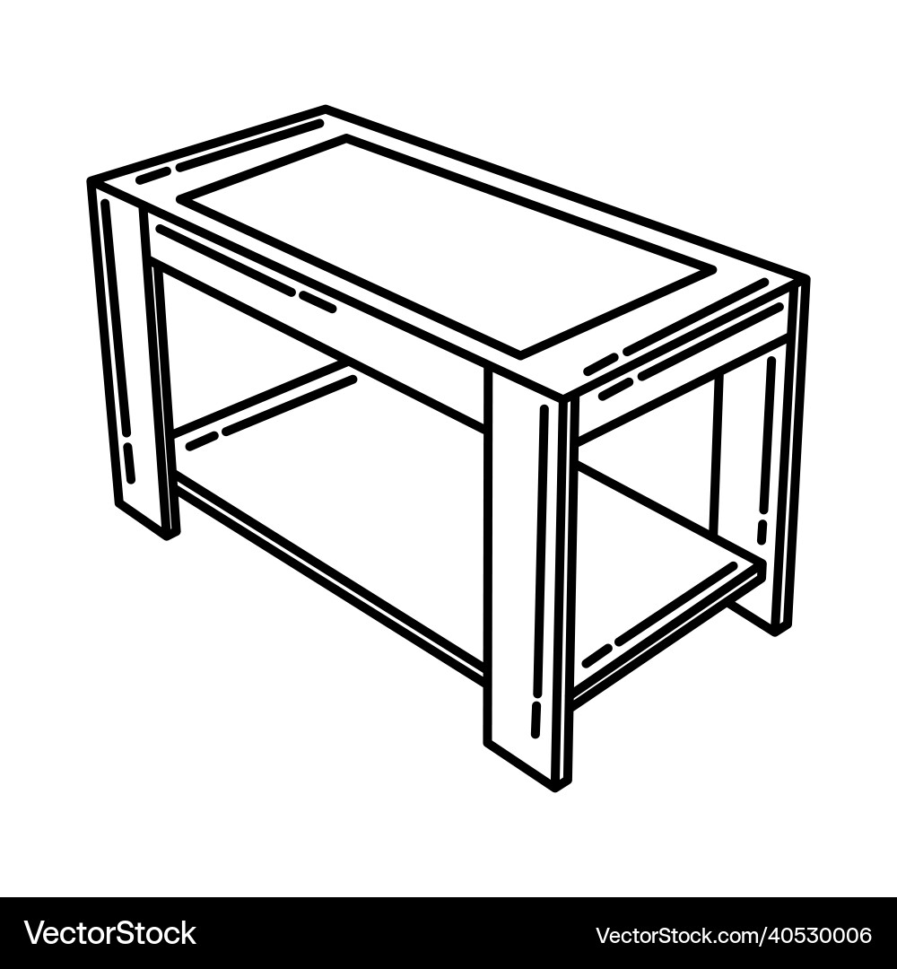 Coffee table icon doodle hand drawn or outline Vector Image