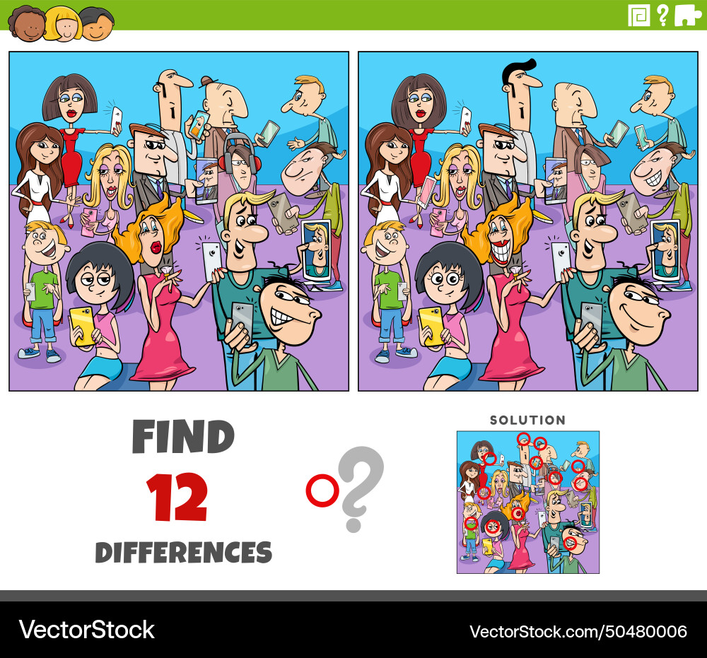 Differences activity with cartoon people group Vector Image