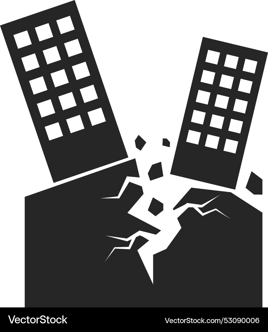 Earthquake black icon building damage nature Vector Image