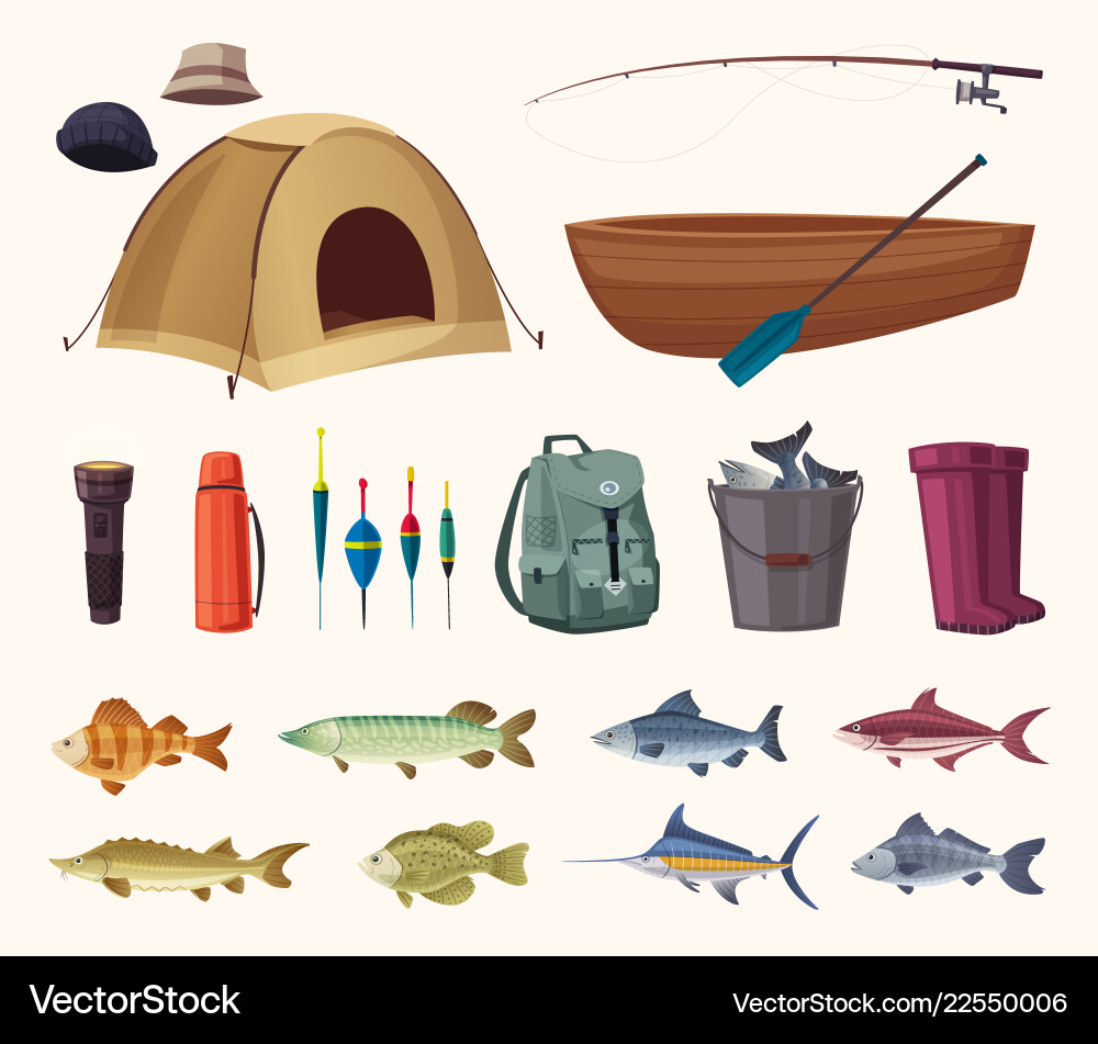 Fishing equipment Royalty Free Vector Image - VectorStock