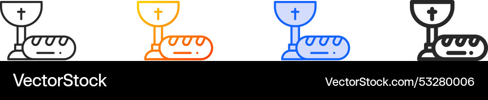 Holy chalice iconthin linear gradient blue stroke Vector Image