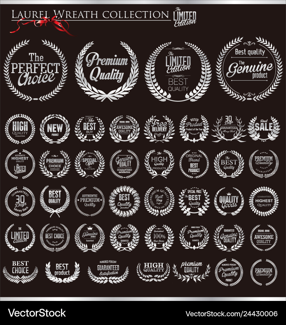 Laurel wreath silver collection Royalty Free Vector Image
