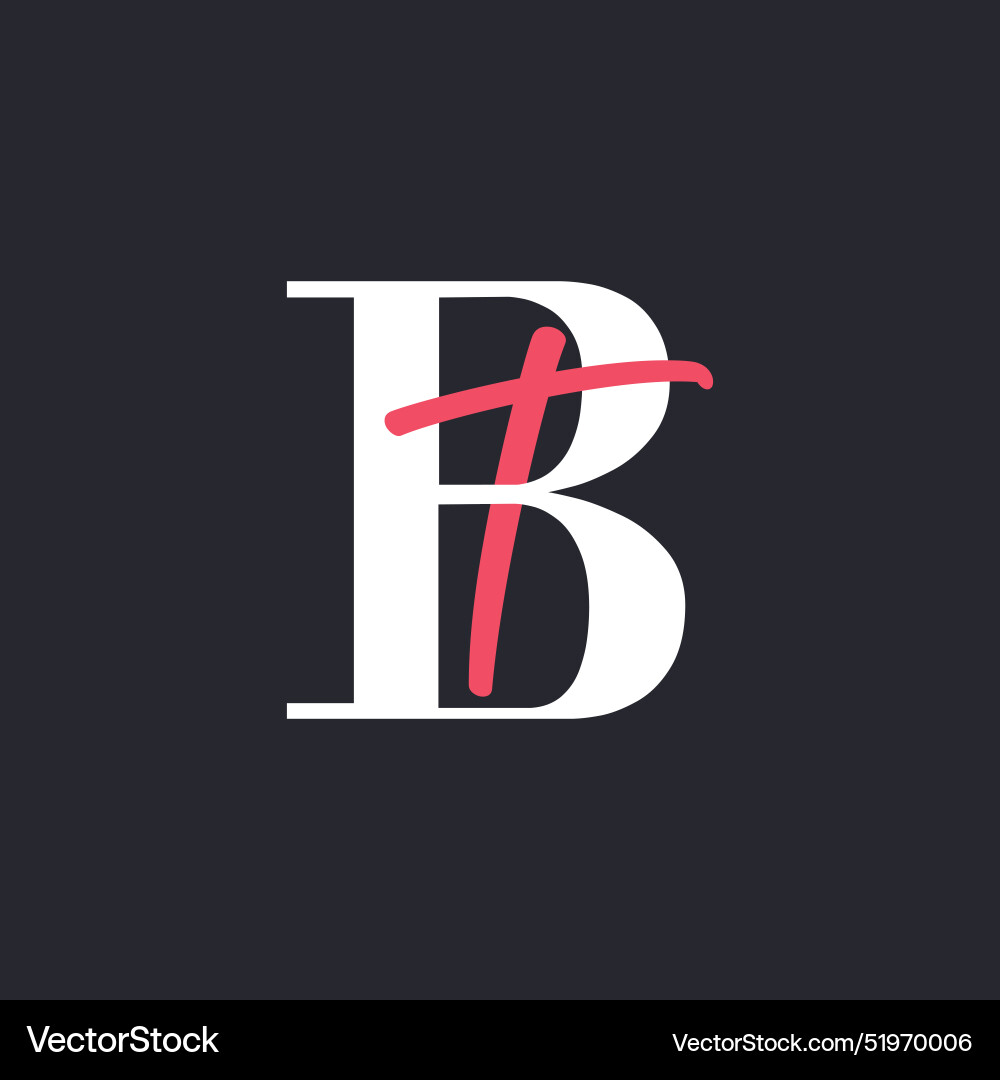 Letter bt logo perfectly blended initials Vector Image