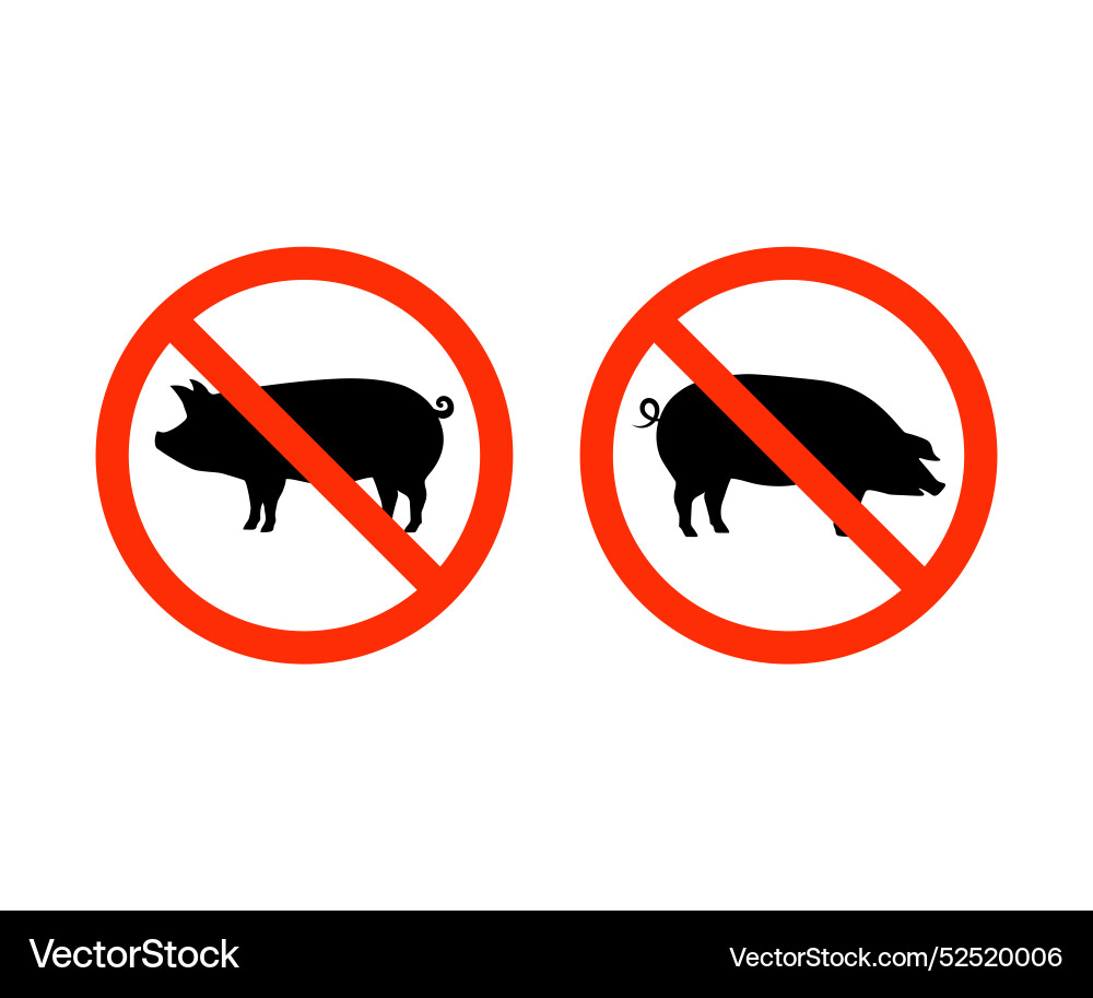 No pig sign or pork Royalty Free Vector Image - VectorStock