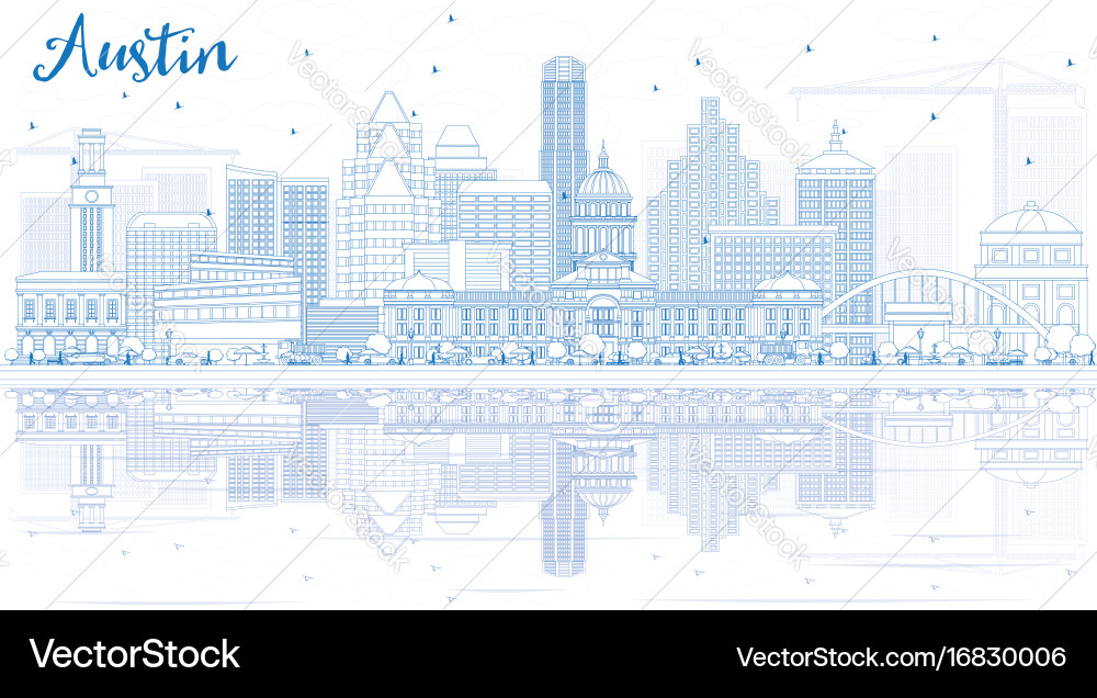 Outline austin skyline with blue buildings Vector Image