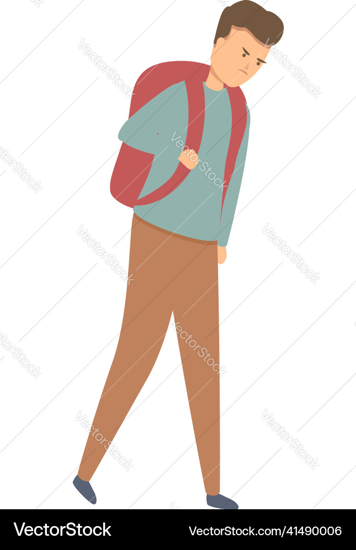 Sad school kid icon cartoon student Royalty Free Vector