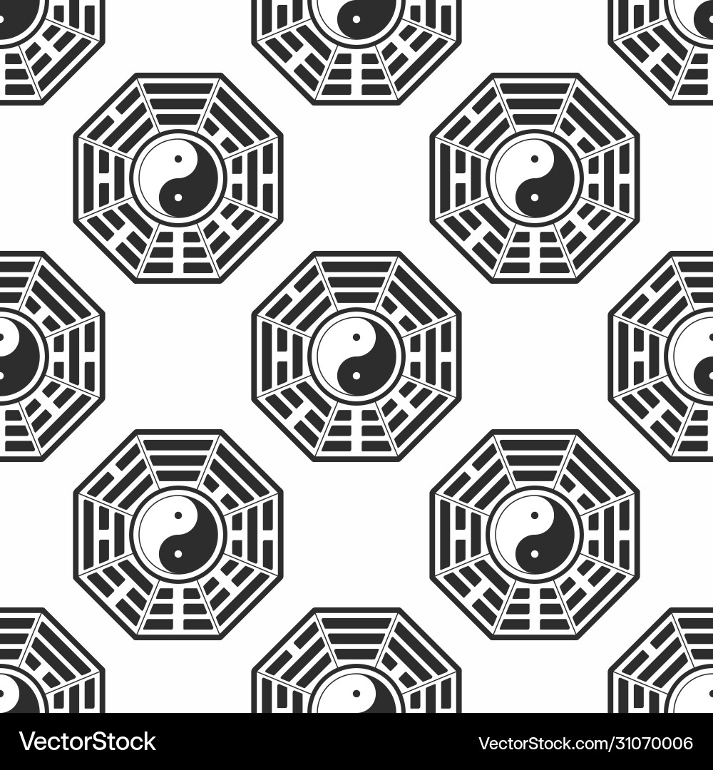 Seamless pattern with yin and yang symbol Vector Image