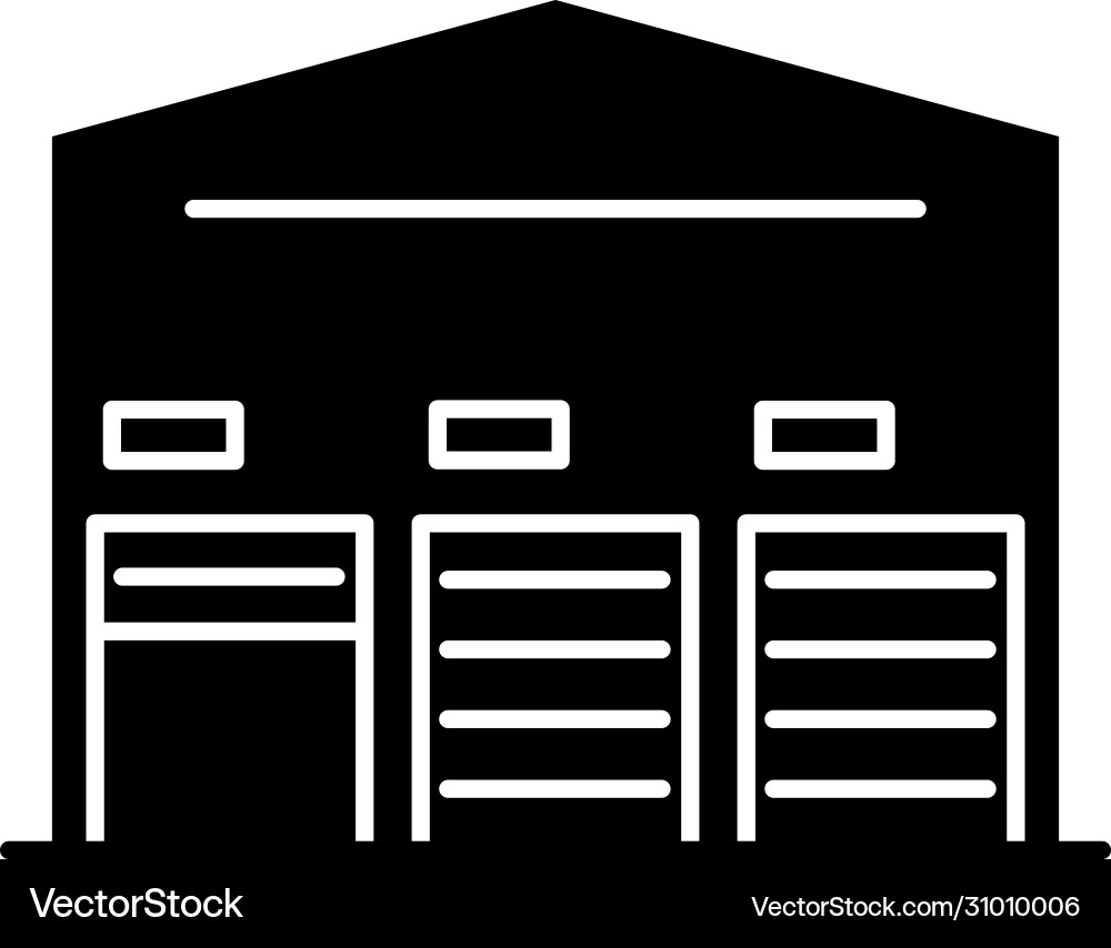 Self storage unit black glyph icon Royalty Free Vector Image