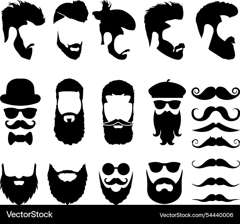 Set of beard svg bundle Royalty Free Vector Image