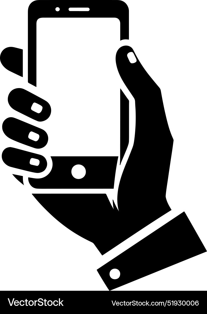 Smartphone mobile on hand silhouette isolated Vector Image