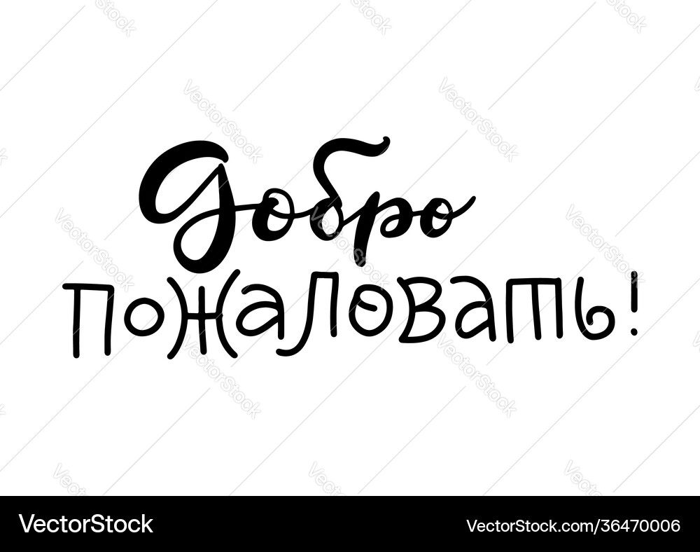 Text in russian - welcome lettering cyrillic Vector Image
