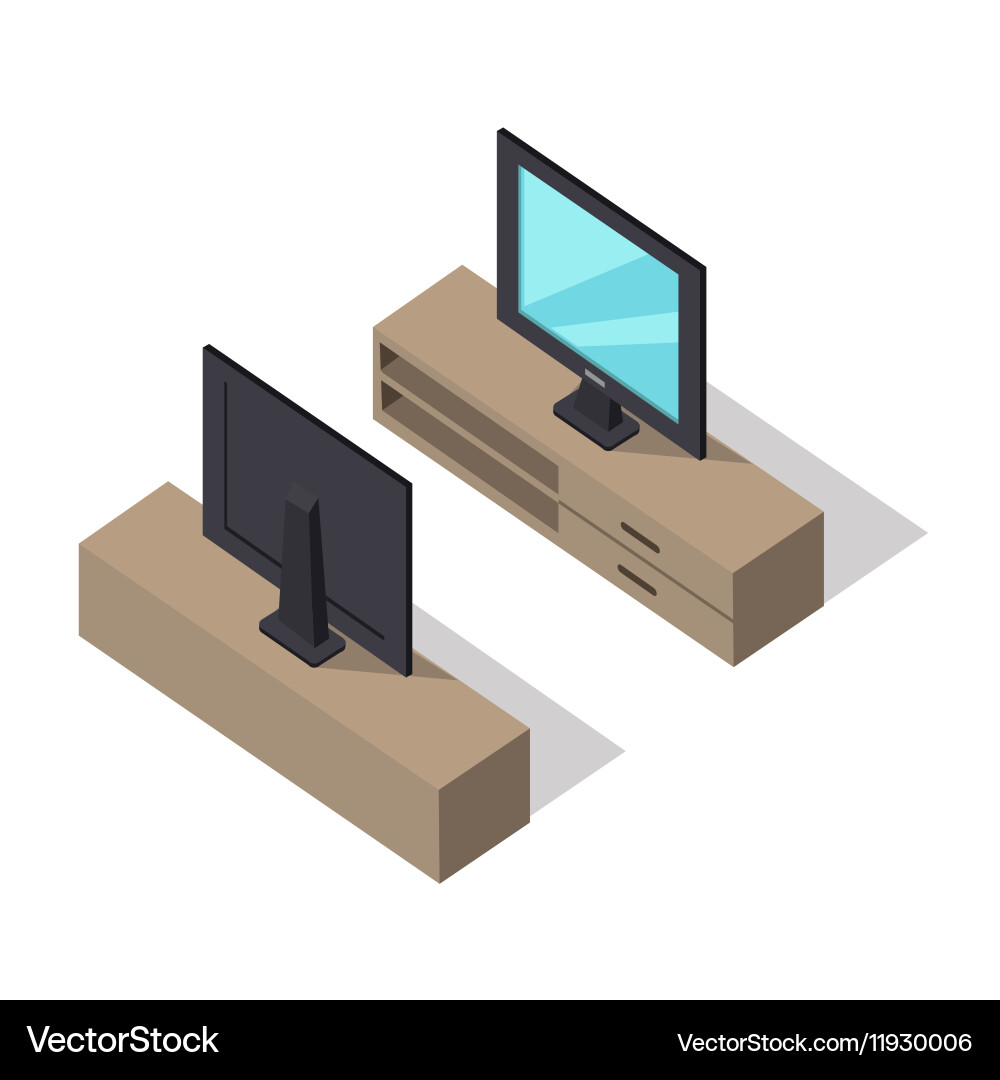 Tv set in isometric projection Royalty Free Vector Image