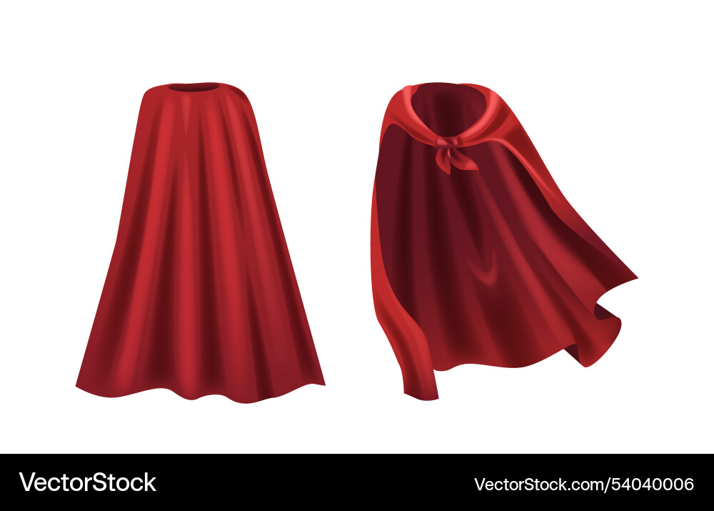 Vibrant red superhero capes front and back views Vector Image