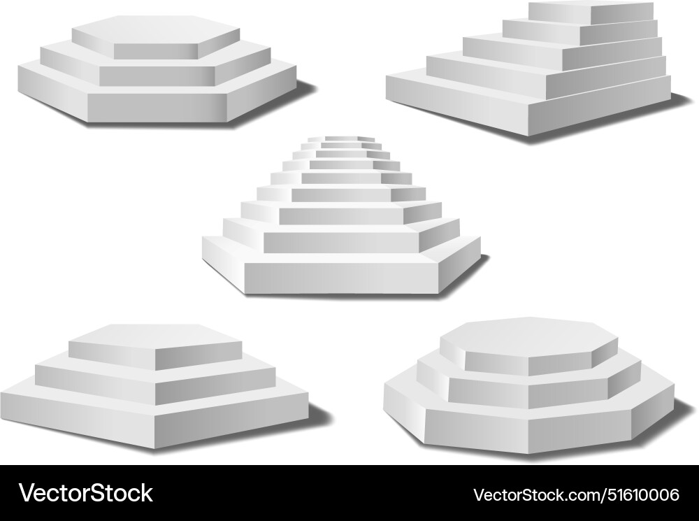 White blank polygonal podiums Royalty Free Vector Image