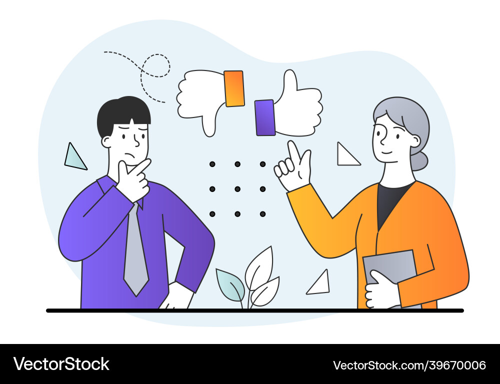 Woman answers man Royalty Free Vector Image - VectorStock