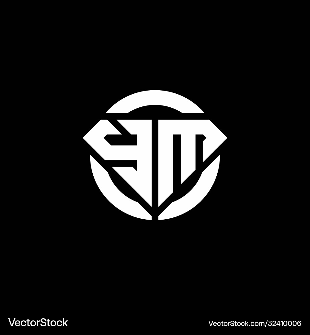 Ym monogram logo with diamond shape and ring Vector Image