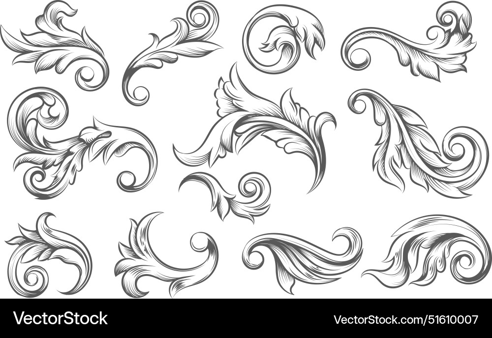Baroque scroll elements Royalty Free Vector Image