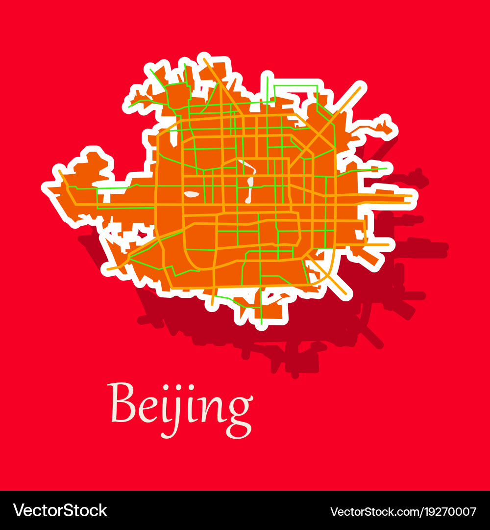 Beijing city map sticker Royalty Free Vector Image