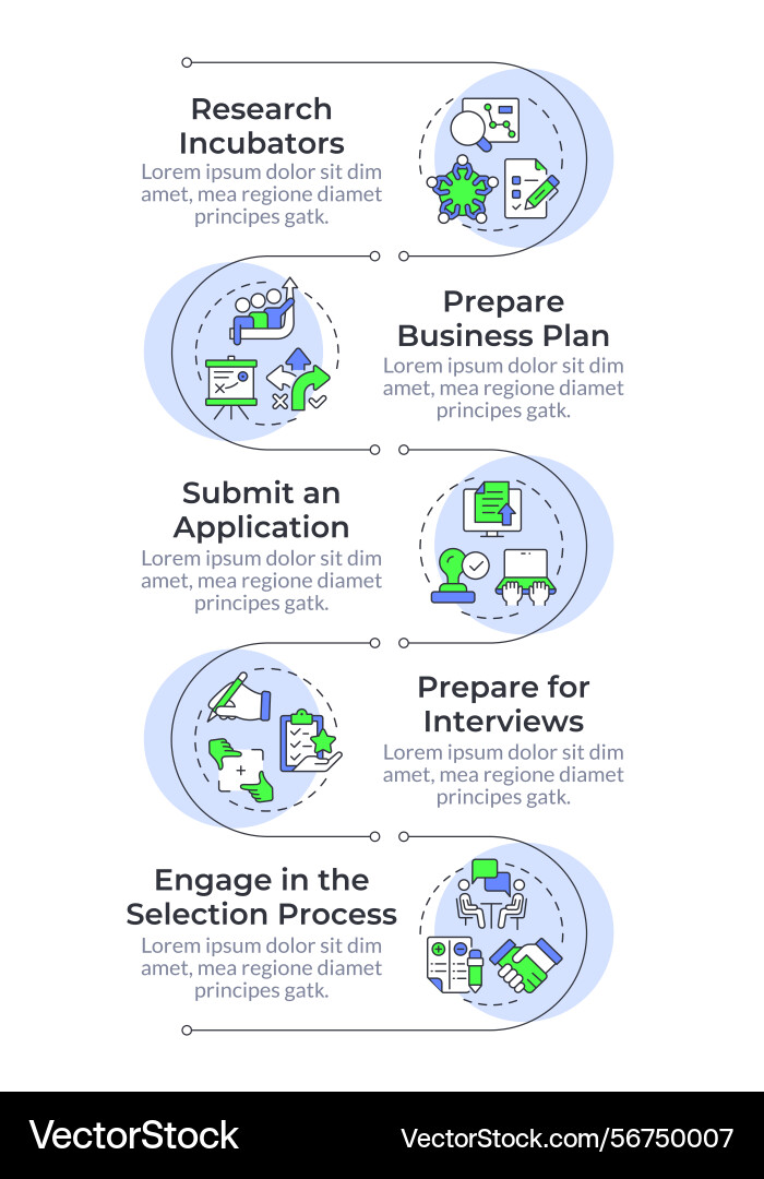 Business incubator applying process infographic Vector Image