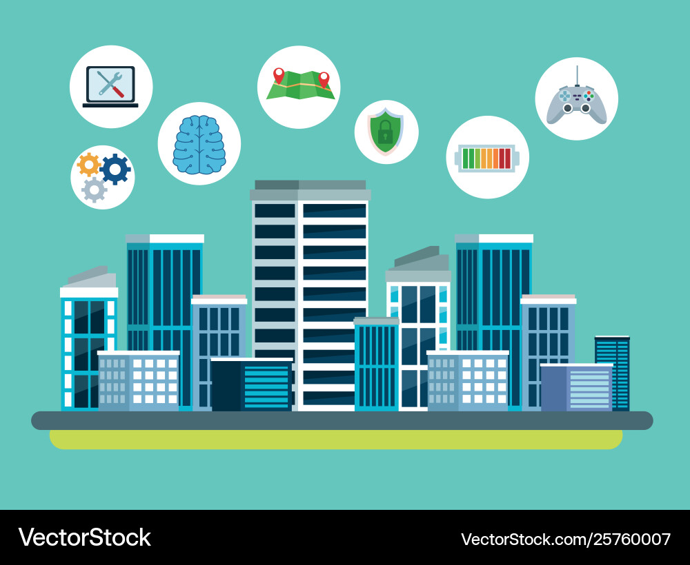 City internet connectivity icon cartoon Royalty Free Vector