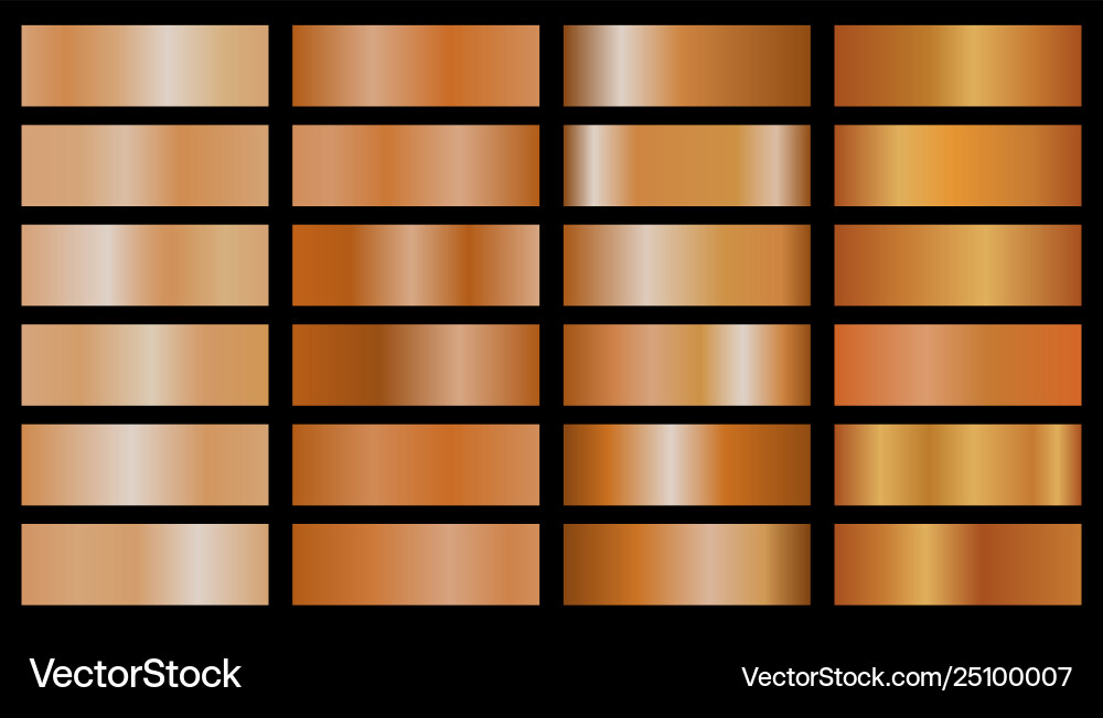 Collection bronze gradient Royalty Free Vector Image