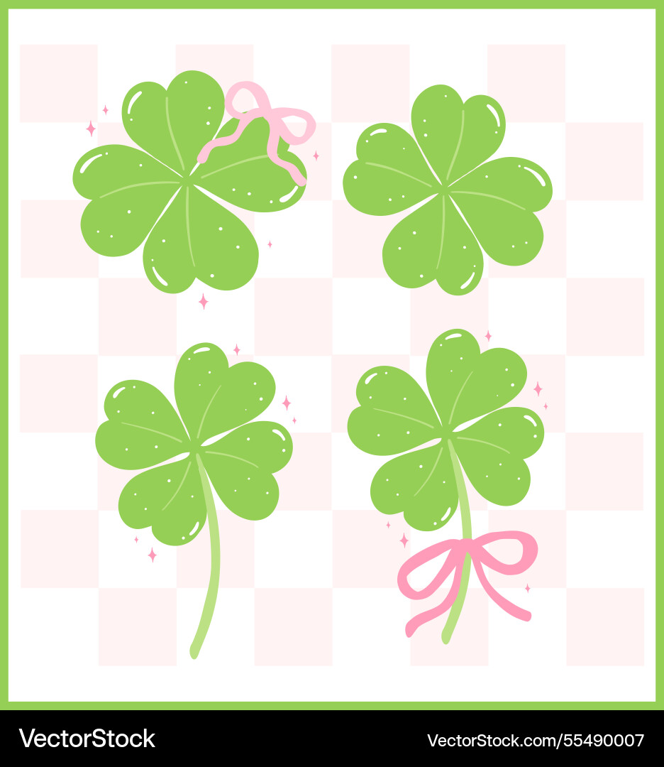 Coquette st patricks day 4 leaf clover Royalty Free Vector