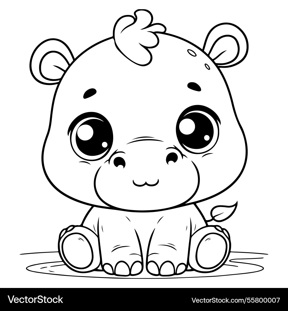 Cute hippo coloring pages for kids Royalty Free Vector Image