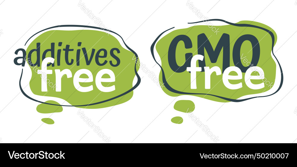 Gmo and additives free - calligraphic labels Vector Image
