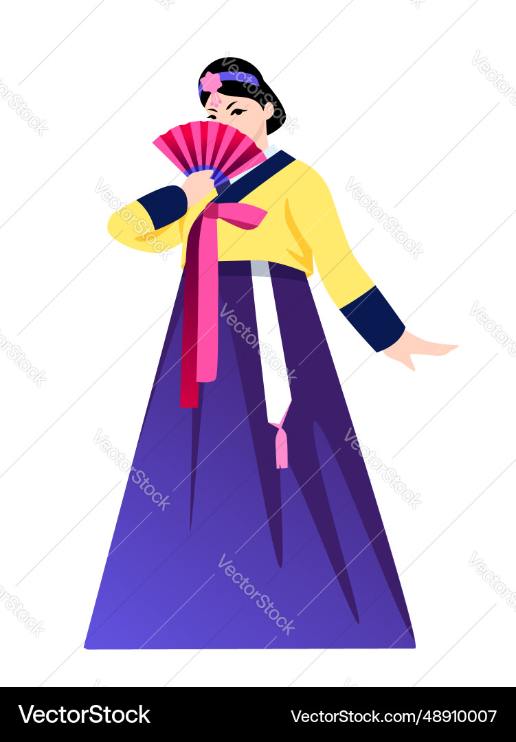 Hanbok national costume - flat design style single