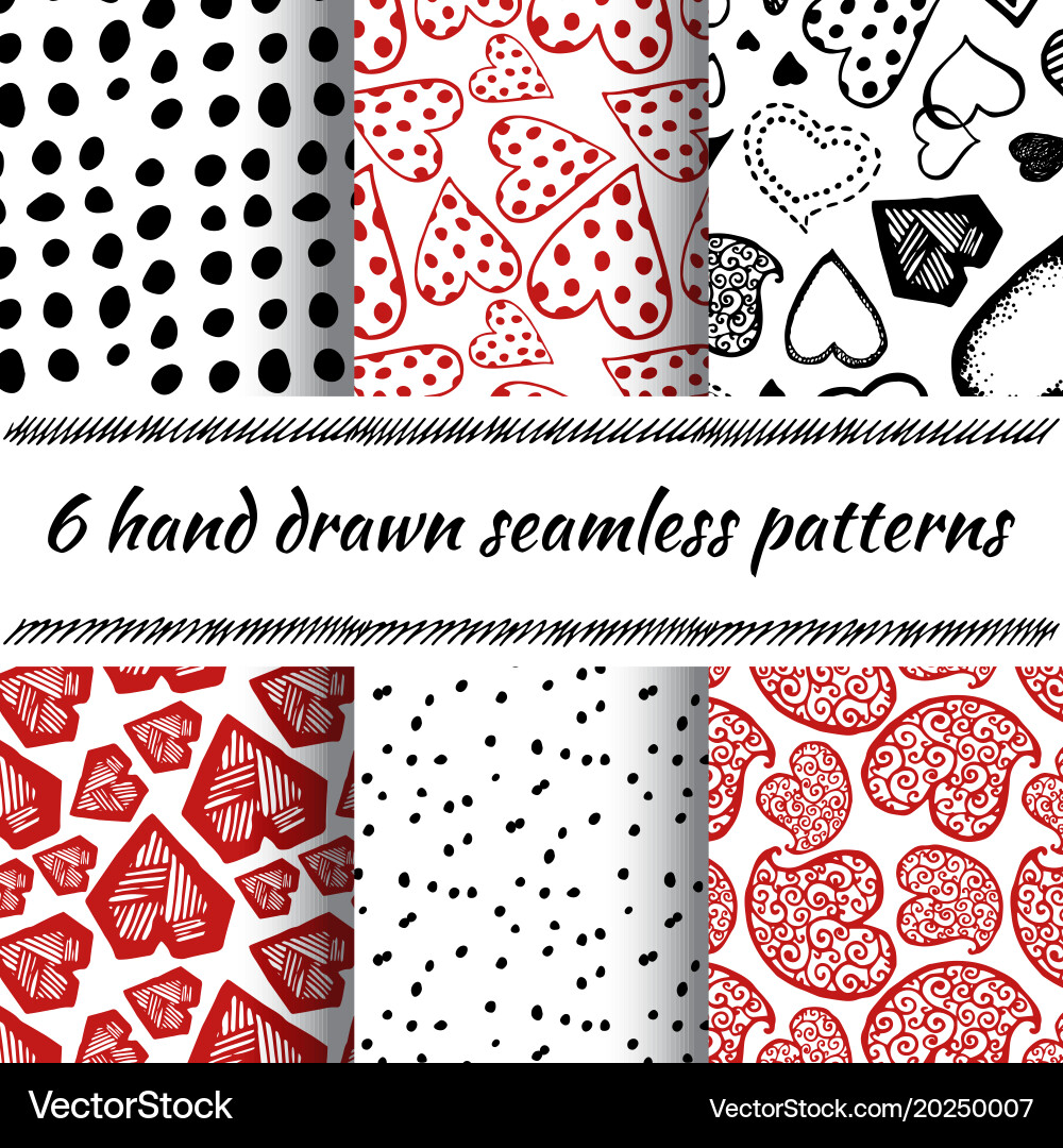 Hand drawn heart seamless pattern Royalty Free Vector Image