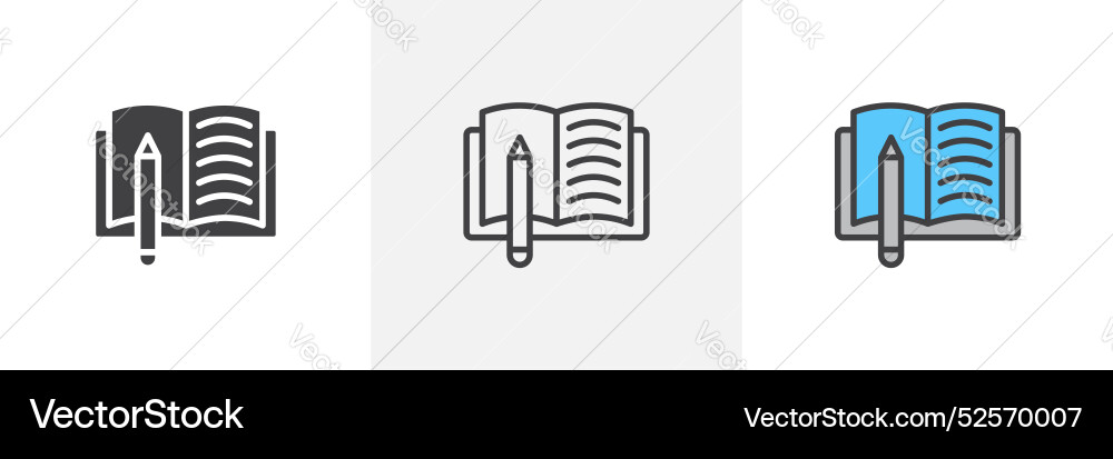 Homework icon set on white background Royalty Free Vector