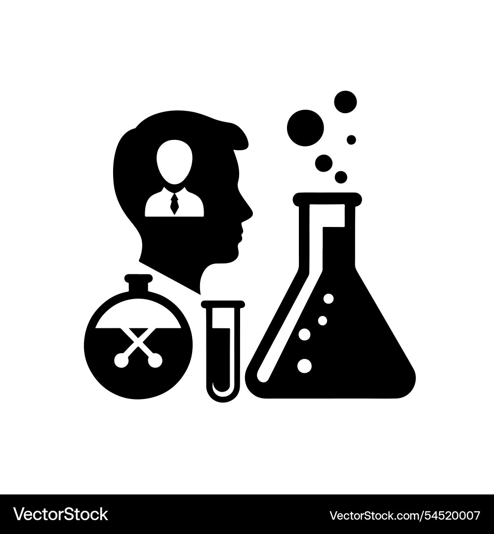 Human head with science lab equipment Royalty Free Vector