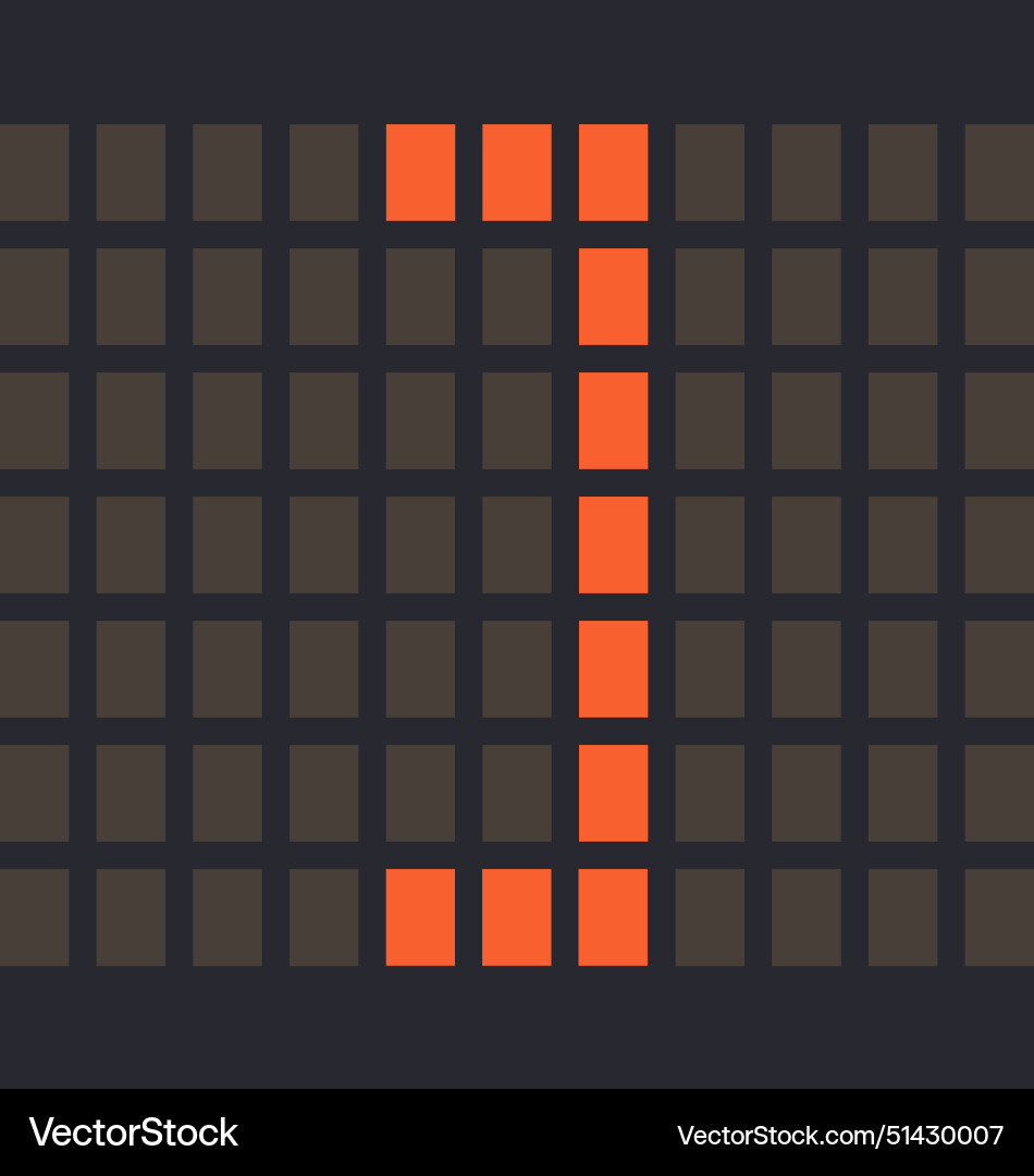 Letter symbol square bracket right led orange Vector Image
