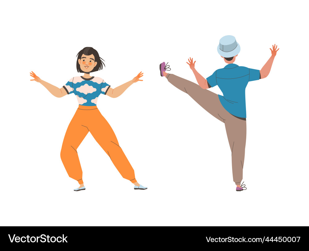 Man and woman character practicing tai chi Vector Image