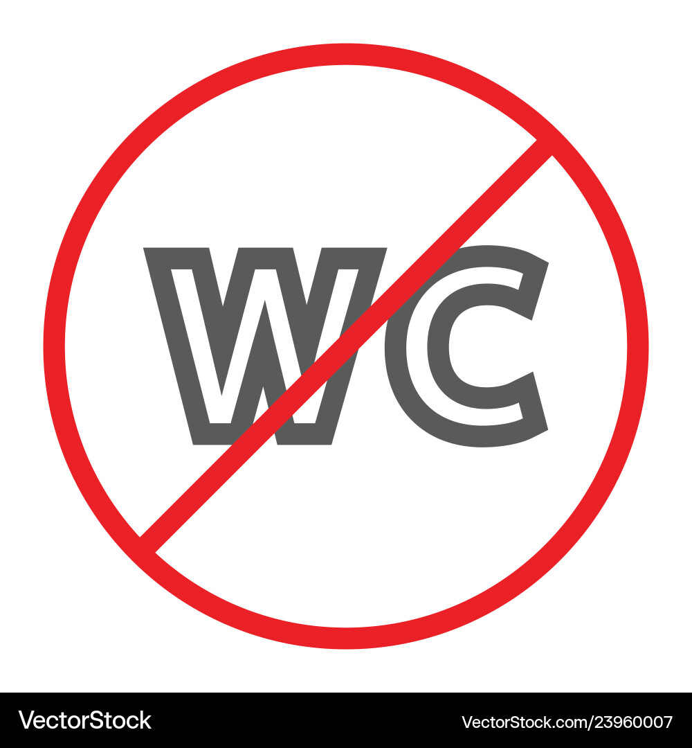 No wc line icon prohibited and closed Royalty Free Vector