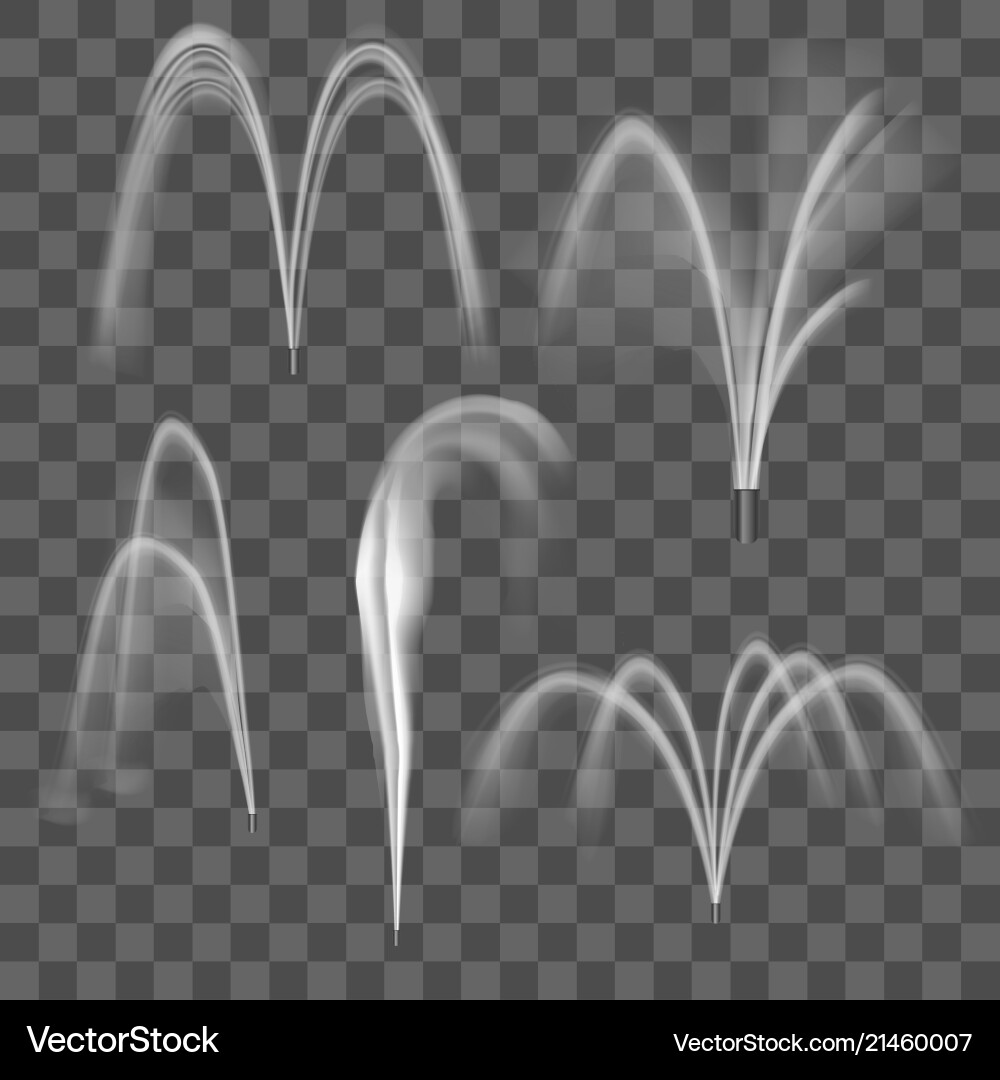 Realistic detailed 3d water fountain effect set Vector Image