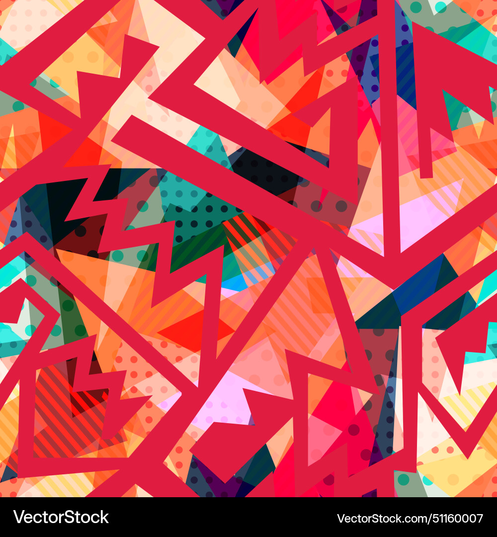 Retro red patchwork geometric seamless pattern Vector Image