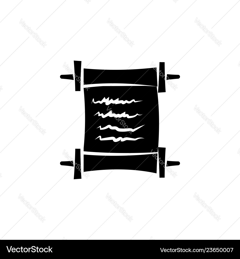 Scroll icon black on white background Royalty Free Vector