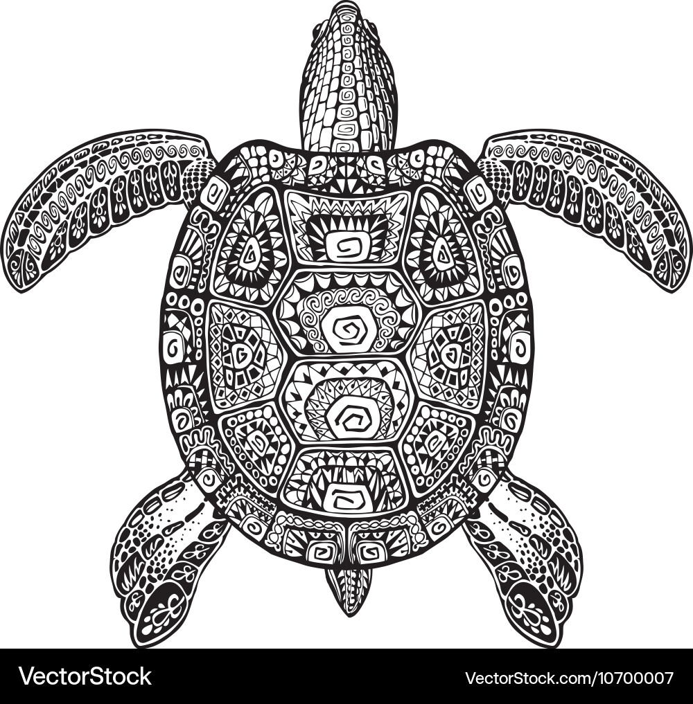 Terrapin turtle painted tribal ethnic ornament Vector Image