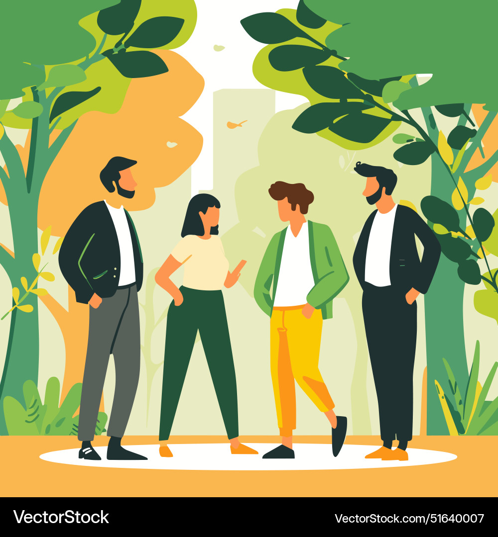 Three young adults engaged casual conversation Vector Image