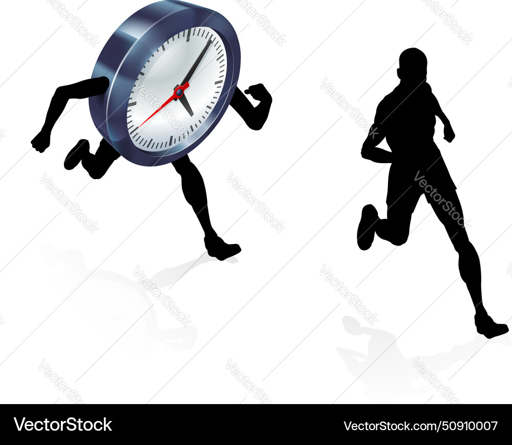 Time clock running work life balance concept Vector Image