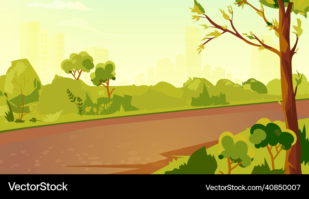 Walking path in city park concept flat design Vector Image