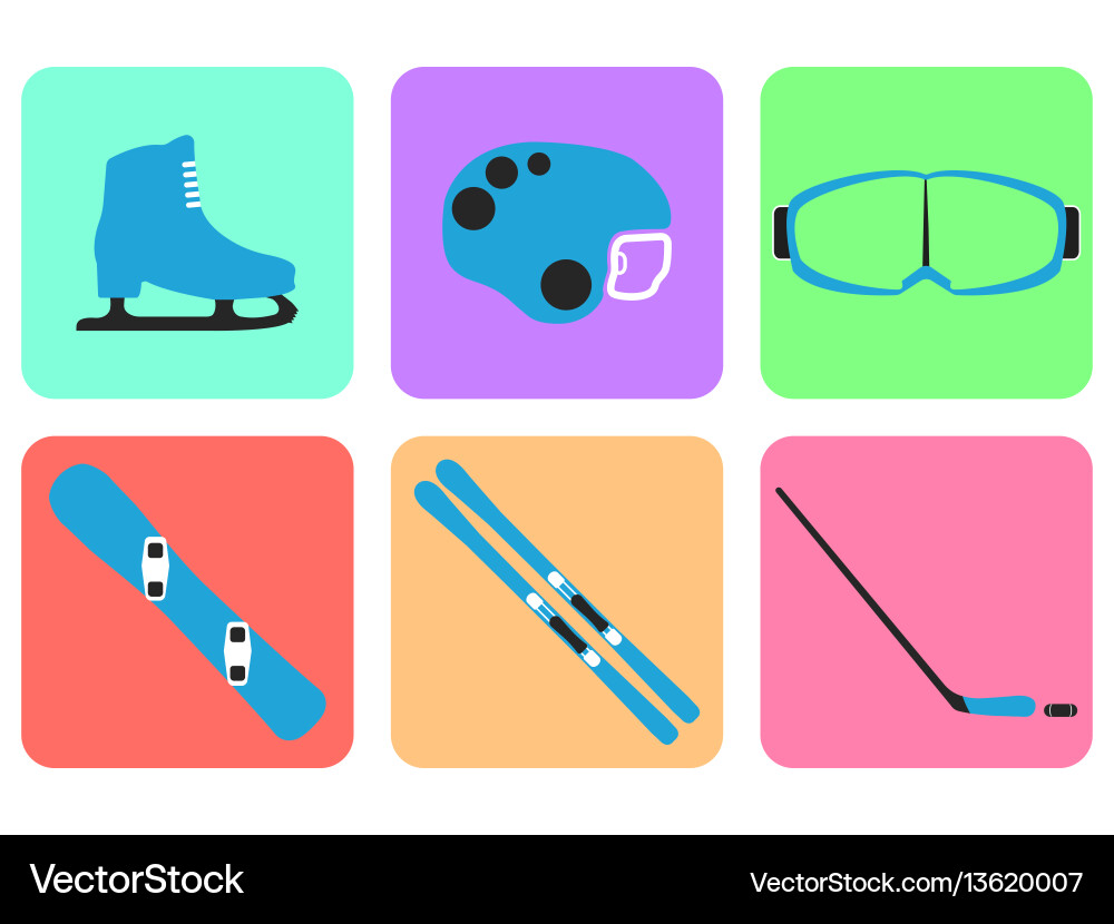 Winter sports equipment collection Royalty Free Vector Image