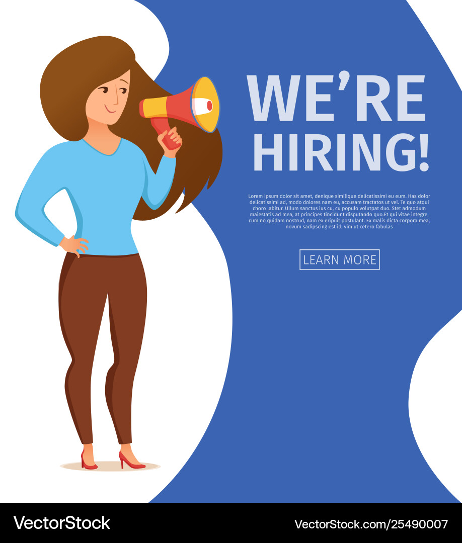 Woman holding loudspeaker calling for attention Vector Image
