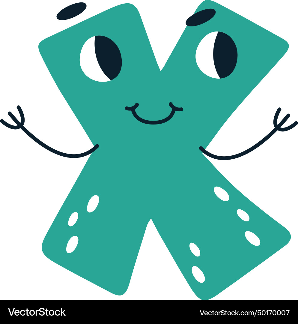 X letter funny children alphabet Royalty Free Vector Image