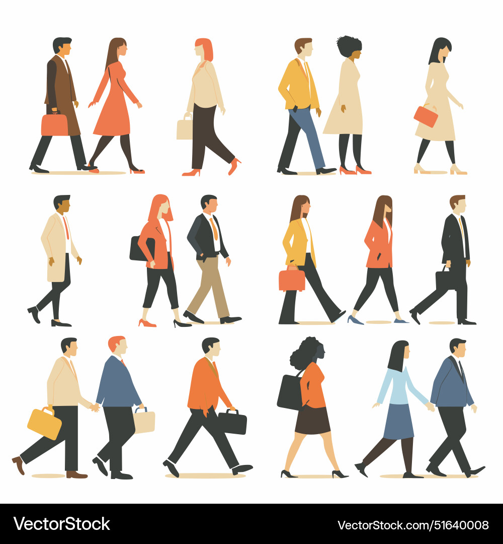 Diverse group people walking various ethnicities Vector Image